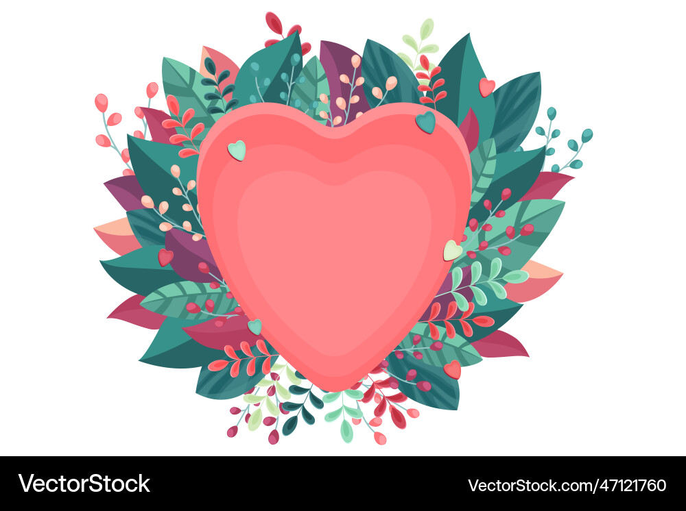 Beautiful flower frame plants heart Royalty Free Vector