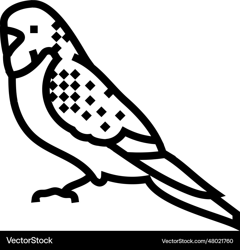 Budgerigar parakeet bird parrot line icon Vector Image
