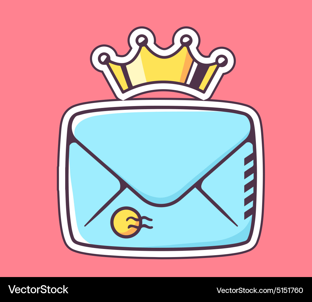 Closed blue envelope with crown on red ba Vector Image