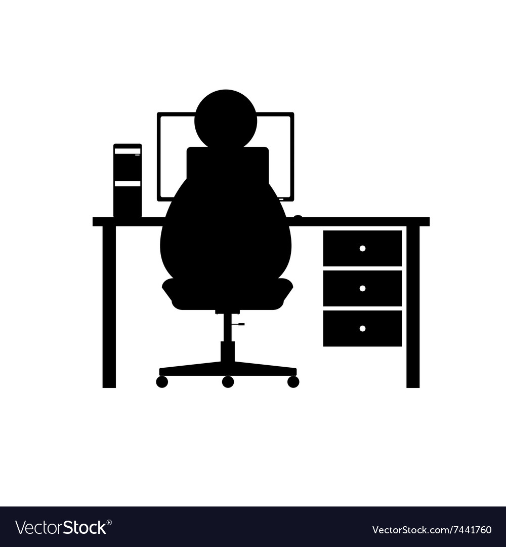 Computer with man Royalty Free Vector Image - VectorStock
