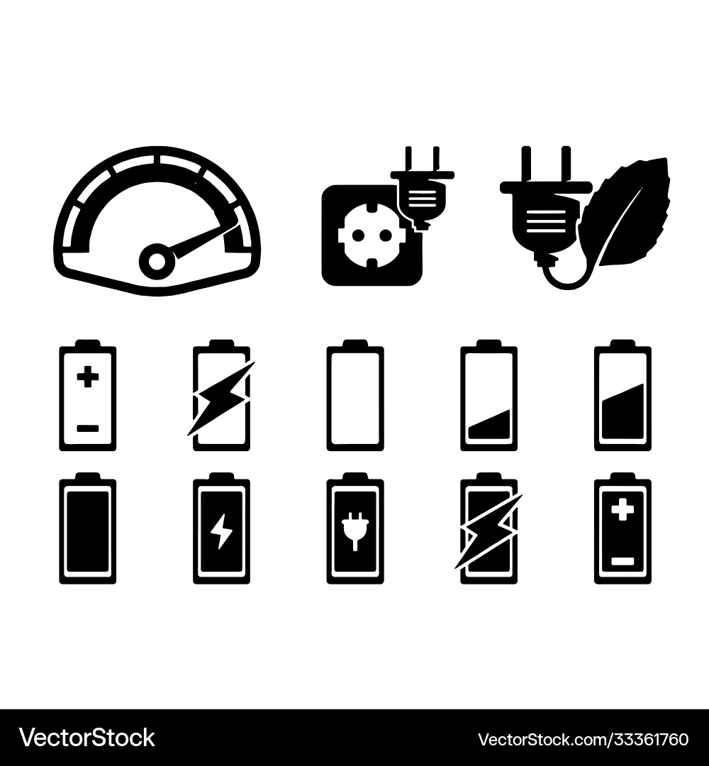Different battery capacity charge icons with full Vector Image