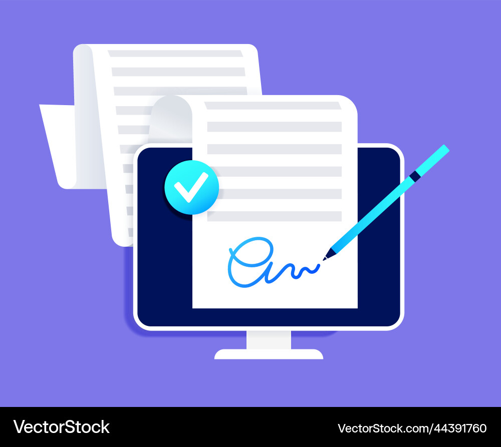 Digital signature signing Royalty Free Vector Image