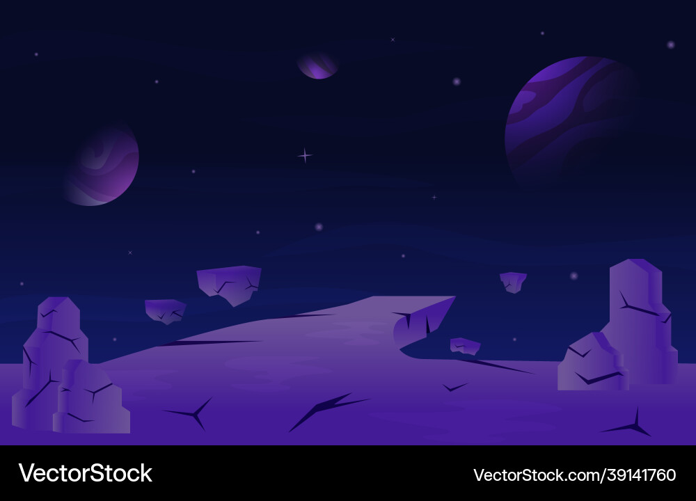 Flying floating rock stone planet star space Vector Image