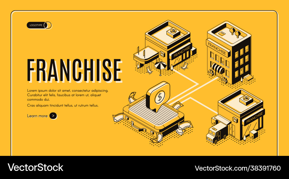 Franchise business start isometric website Vector Image