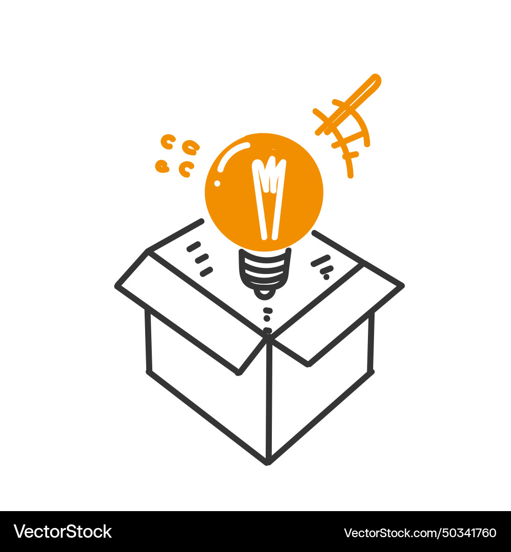 Hand drawn doodle the light bulb comes out Vector Image