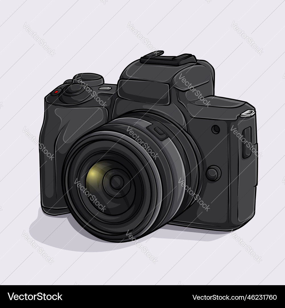 Hand drawn modern black photo camera isolated Vector Image