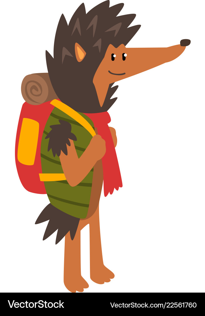 Hedgehog travelling with backpack cute cartoon Vector Image