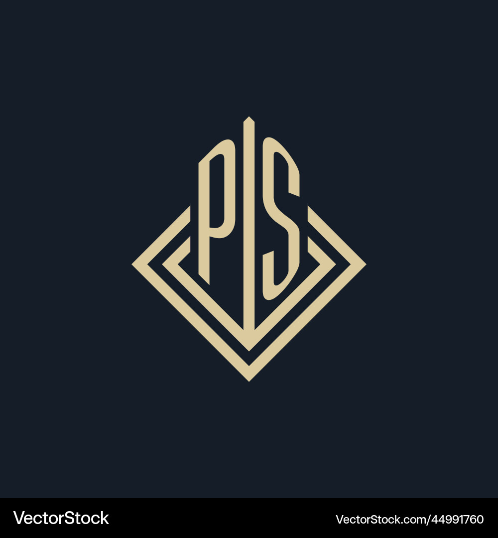 Initials ps logo rhombus lines shape style luxury Vector Image