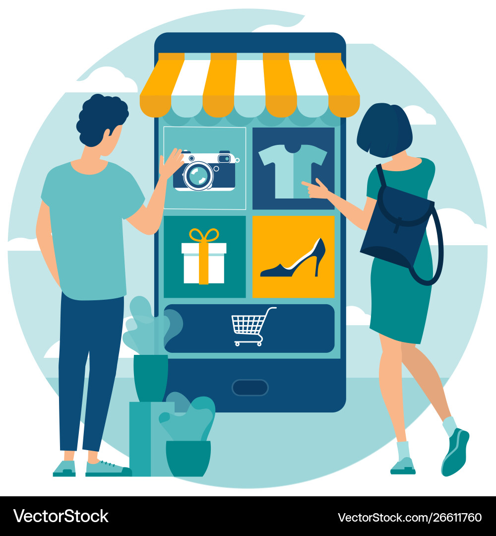 Online and mobile shopping concept Royalty Free Vector Image