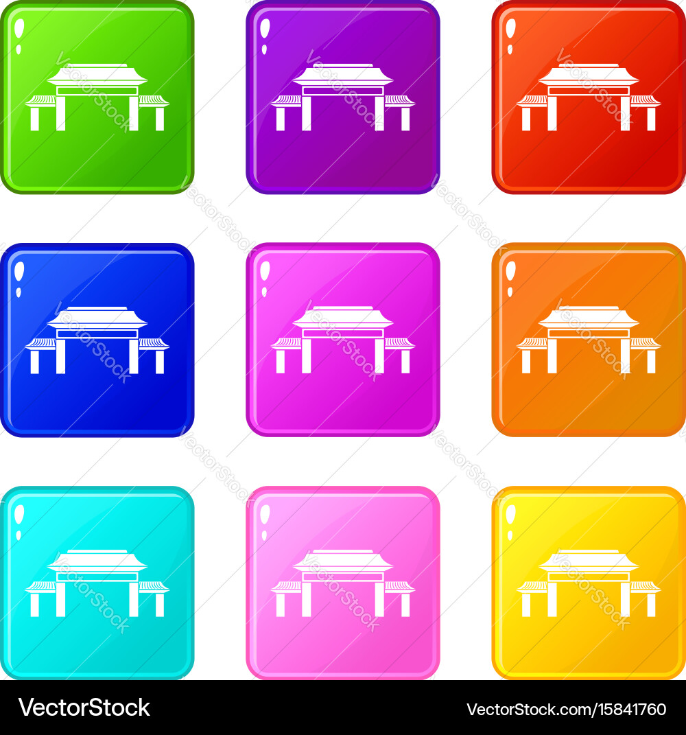 Pagoda icons 9 set Royalty Free Vector Image - VectorStock
