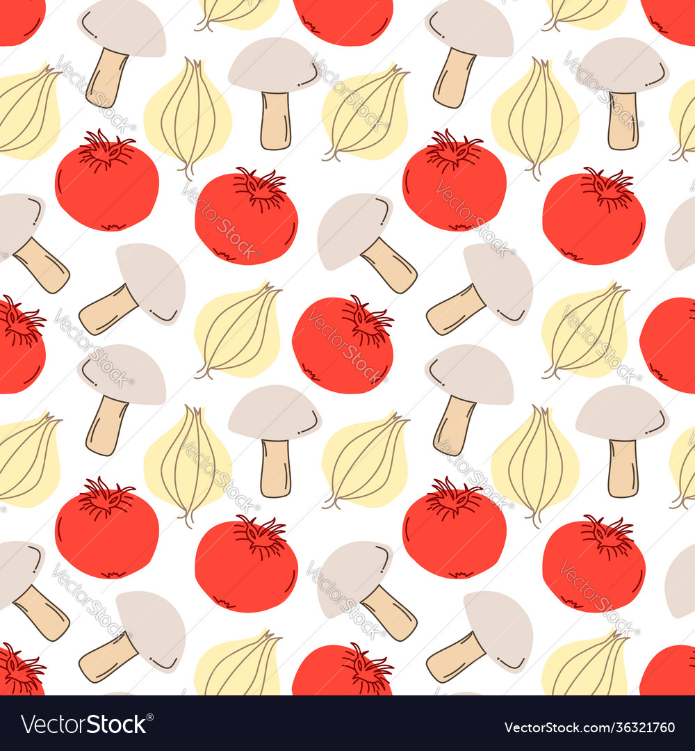 Seamless pattern vegetables with elements Vector Image