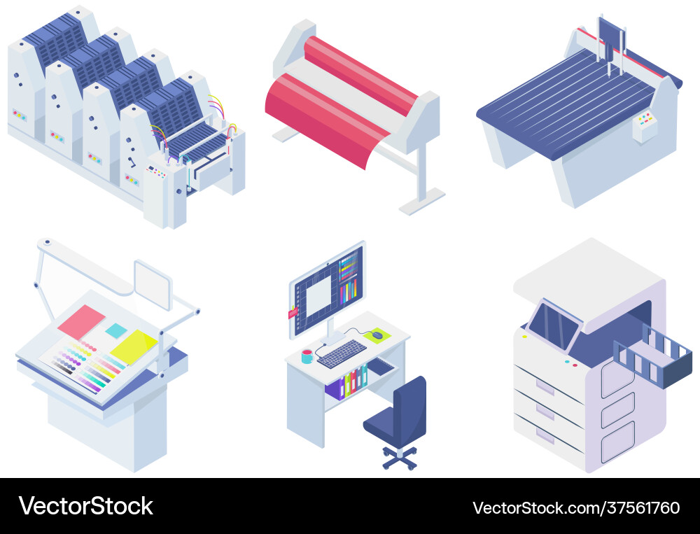 Set equipment for work in printing copier Vector Image
