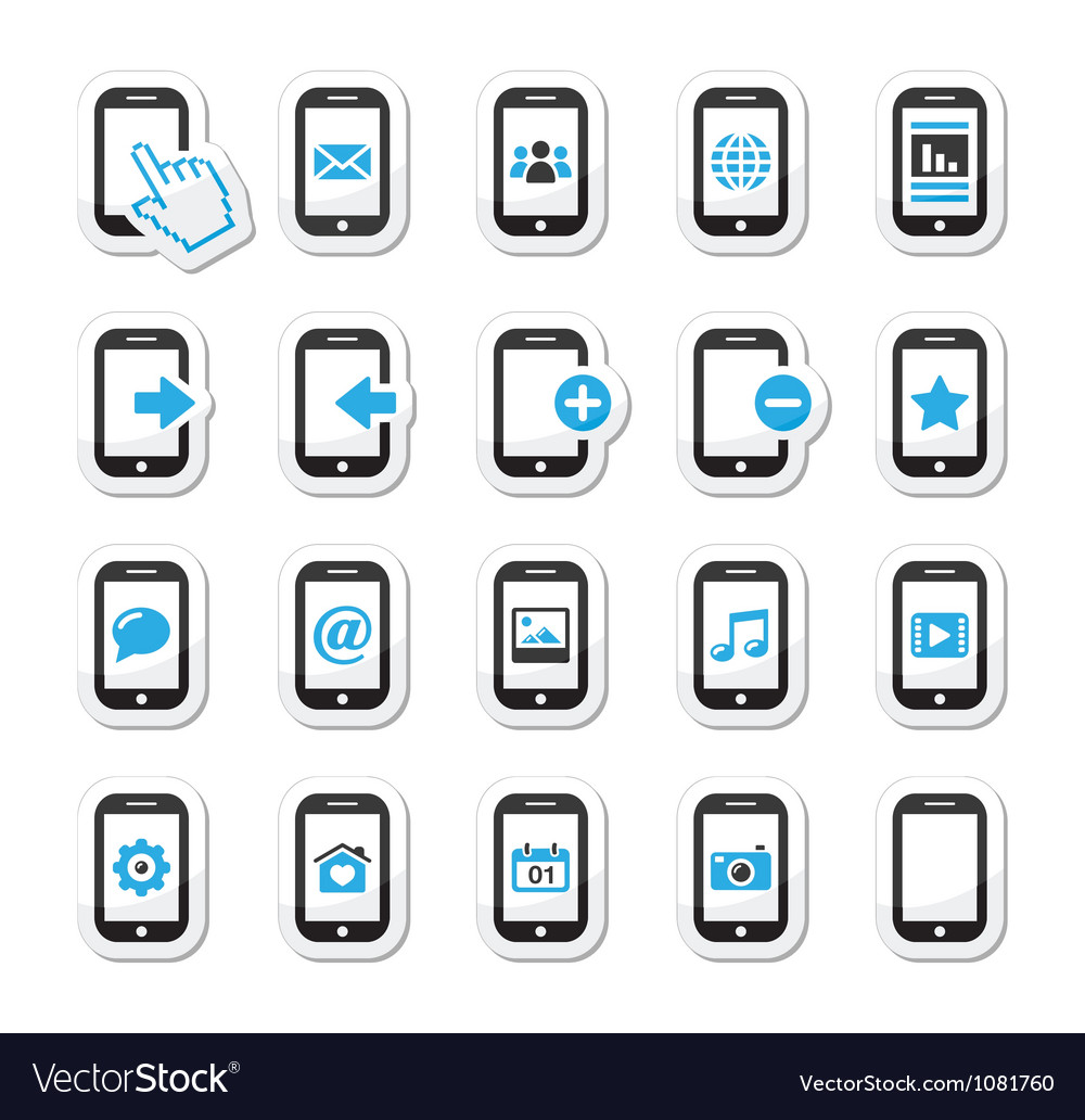 Smartphone mobile or cell phone icons set Vector Image