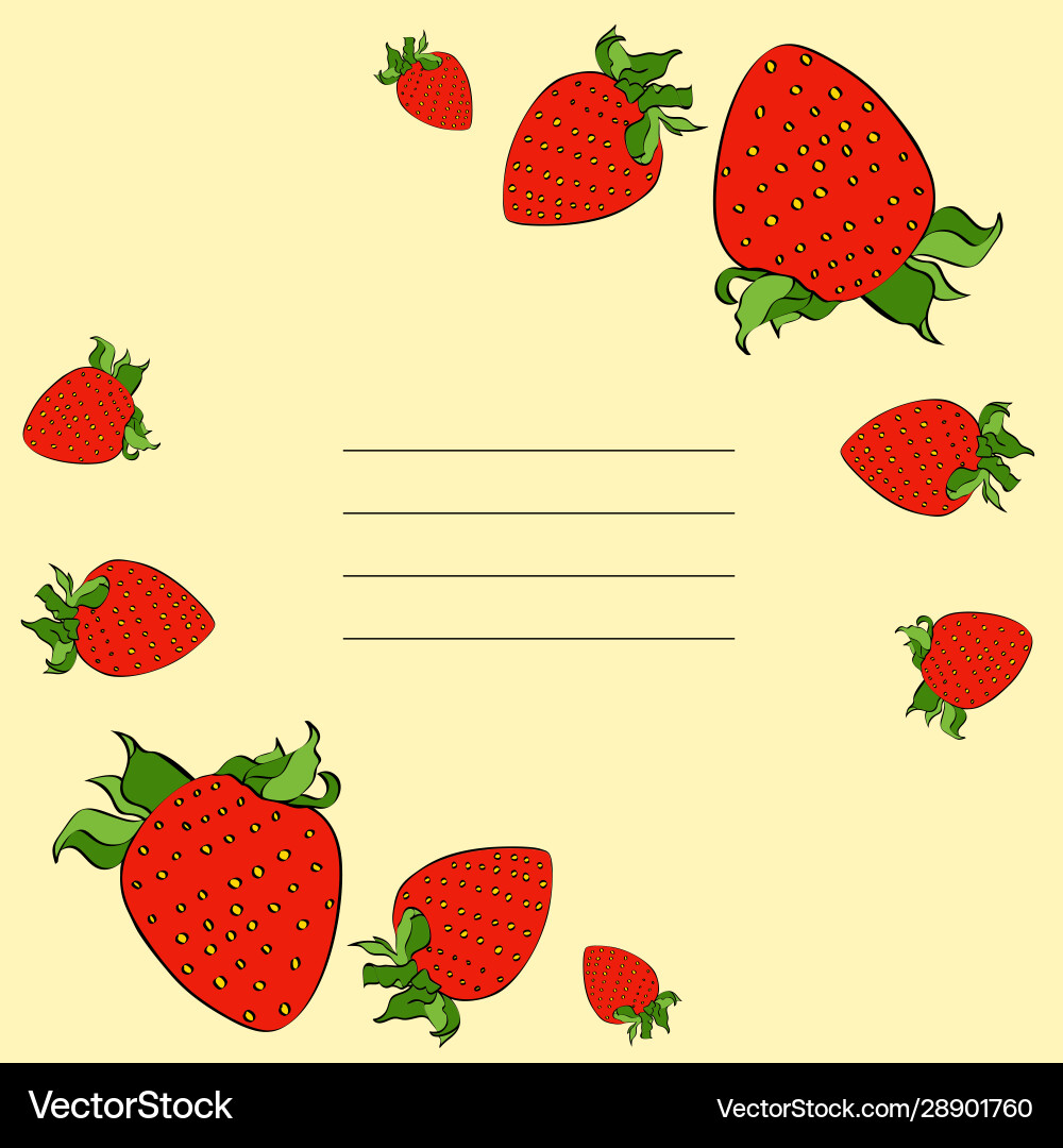 Strawberry colour ink frame with lines Royalty Free Vector