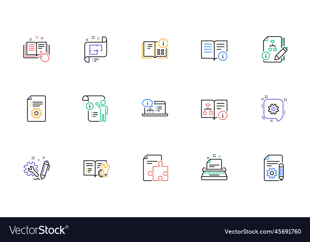 Technical documentation line icons instruction Vector Image