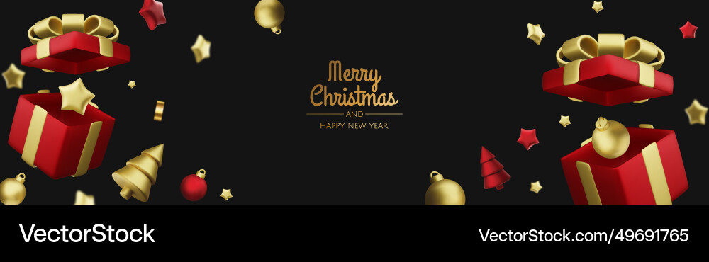 Christmas open gift box template christmas design Vector Image