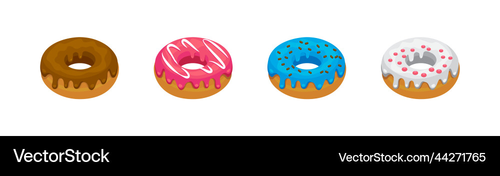 Doughnut or donut icon set of 4 design element Vector Image