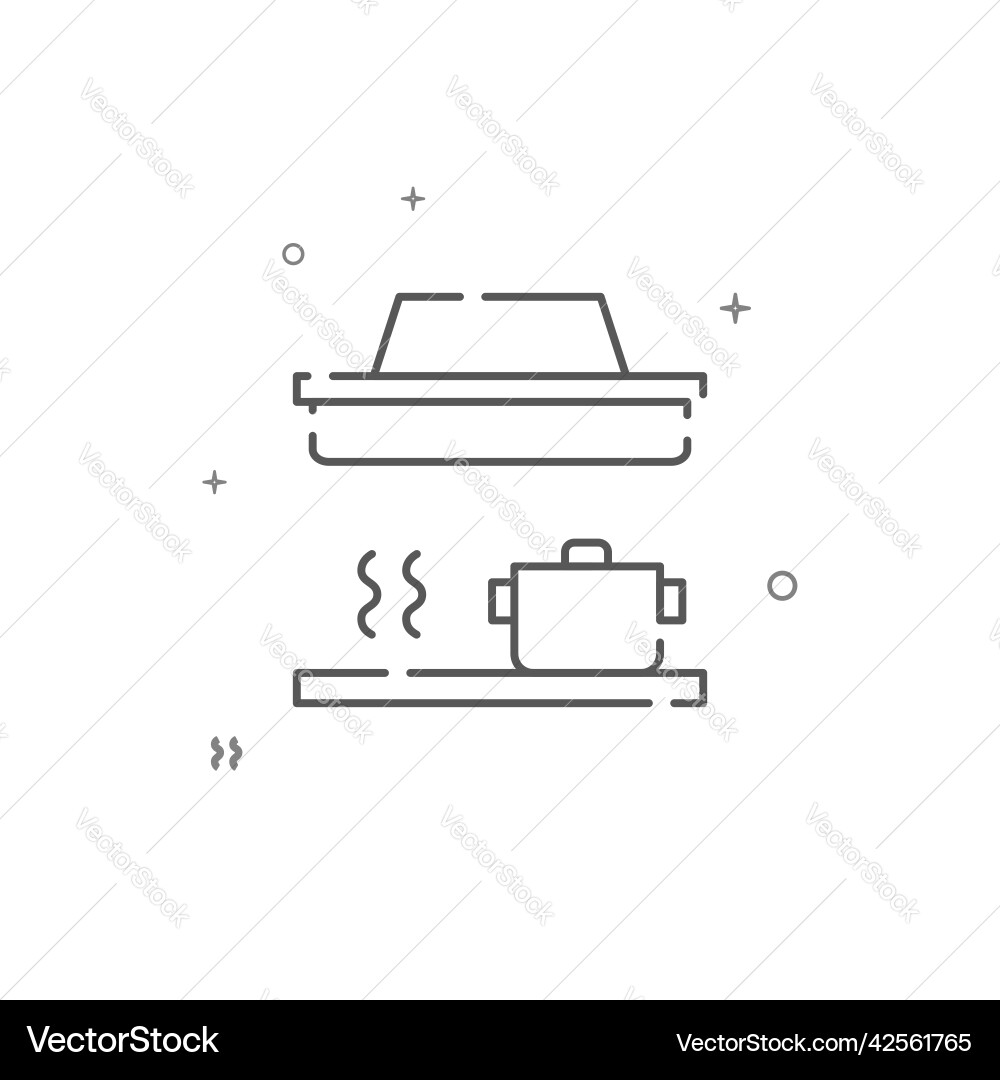 Kitchen hood and hob simple line icon Royalty Free Vector