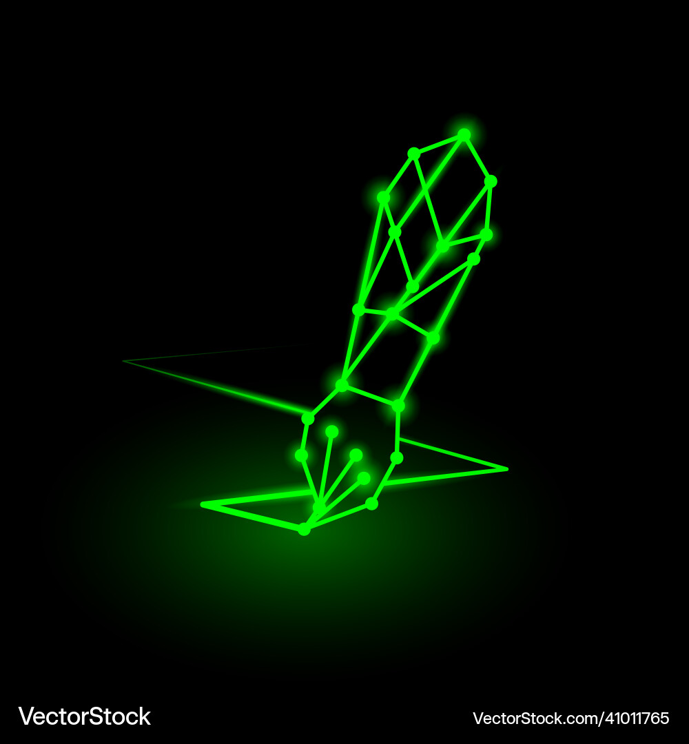Neon digital brush tool that draws a green laser Vector Image