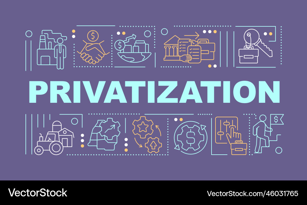 Privatization word concepts purple banner Vector Image