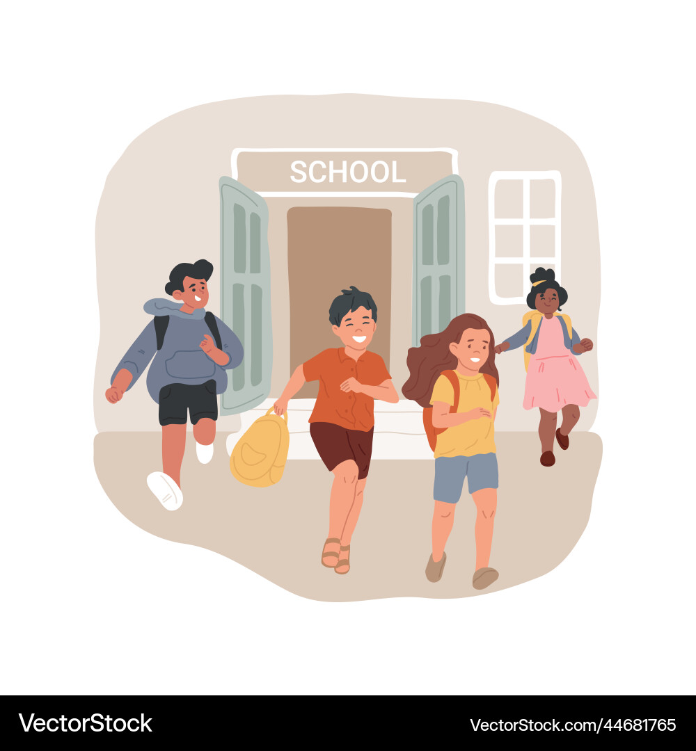 School holidays isolated cartoon Royalty Free Vector Image
