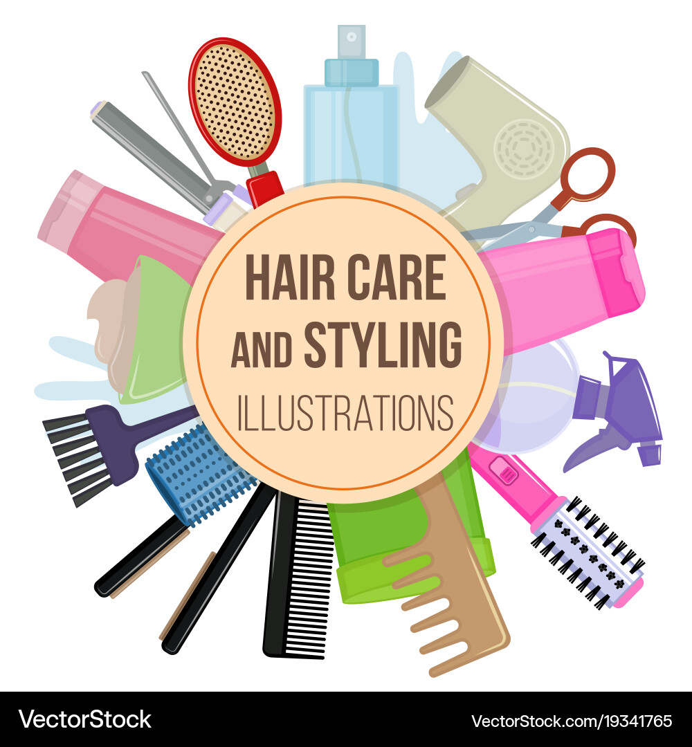 Tools and hair care products Royalty Free Vector Image