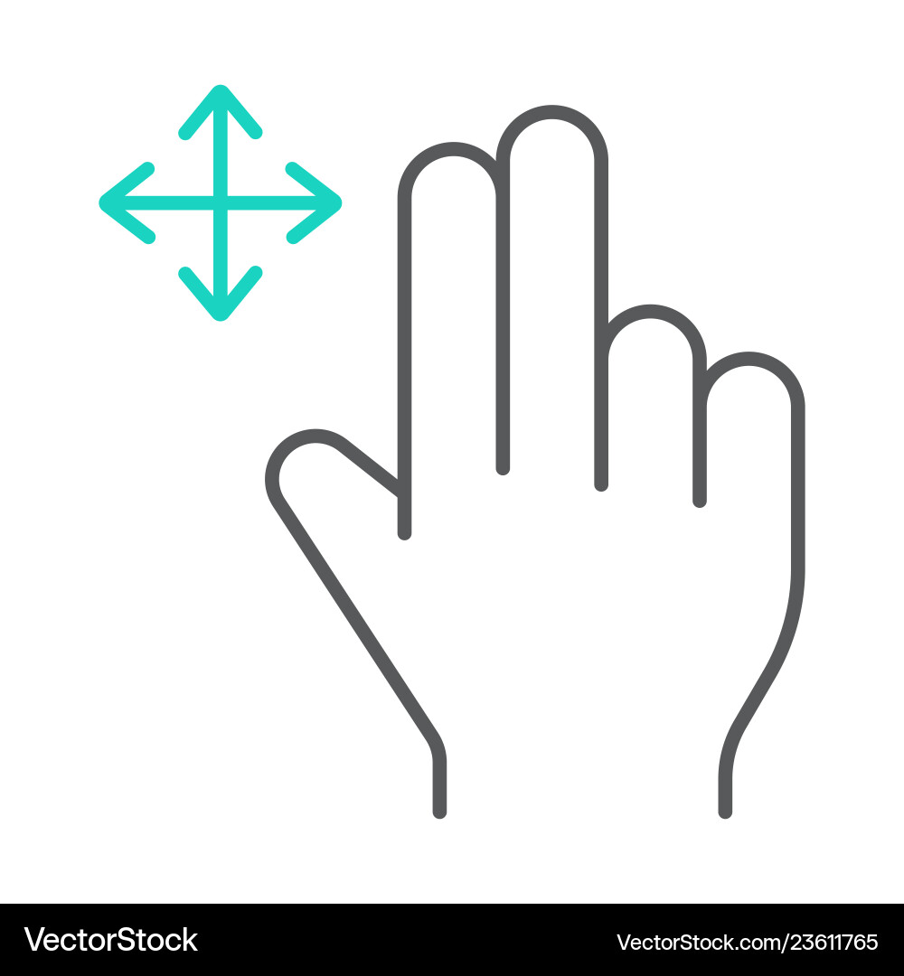 Two fingers free drag thin line icon gesture Vector Image
