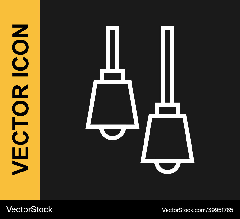 White line lamp hanging icon isolated on black Vector Image
