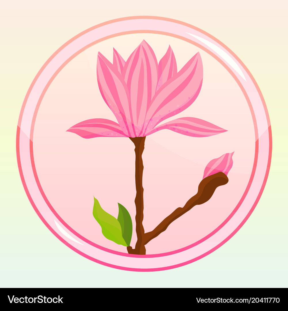 Circle icon with magnolia flower Royalty Free Vector Image