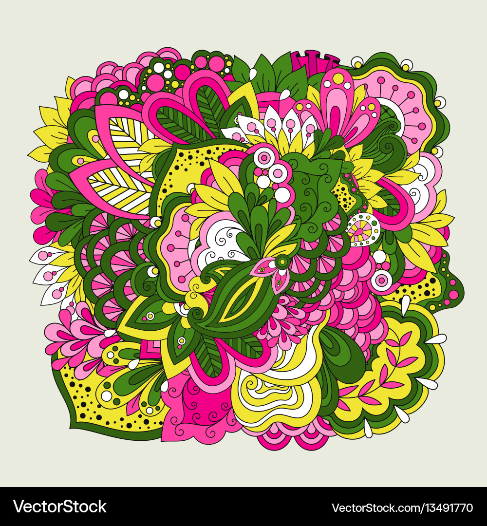 Colorful set doodle flowers Royalty Free Vector Image