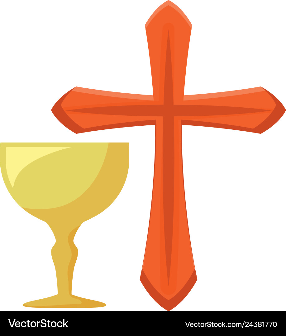 Cross catholic with chalice sacred Royalty Free Vector Image