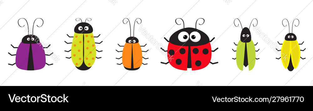 Cute bug cockroach set line funny cartoon Vector Image