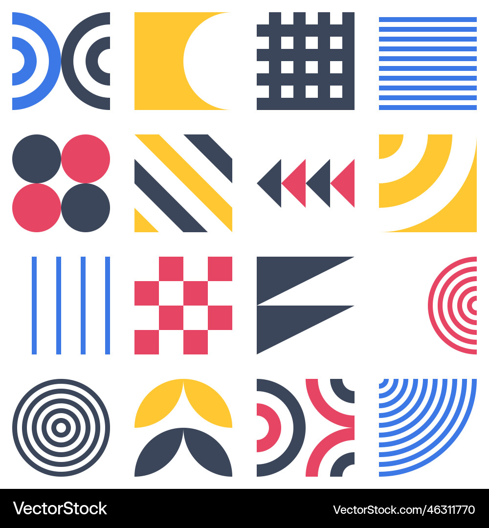 Geometric bauhaus elements shapes in retro style Vector Image
