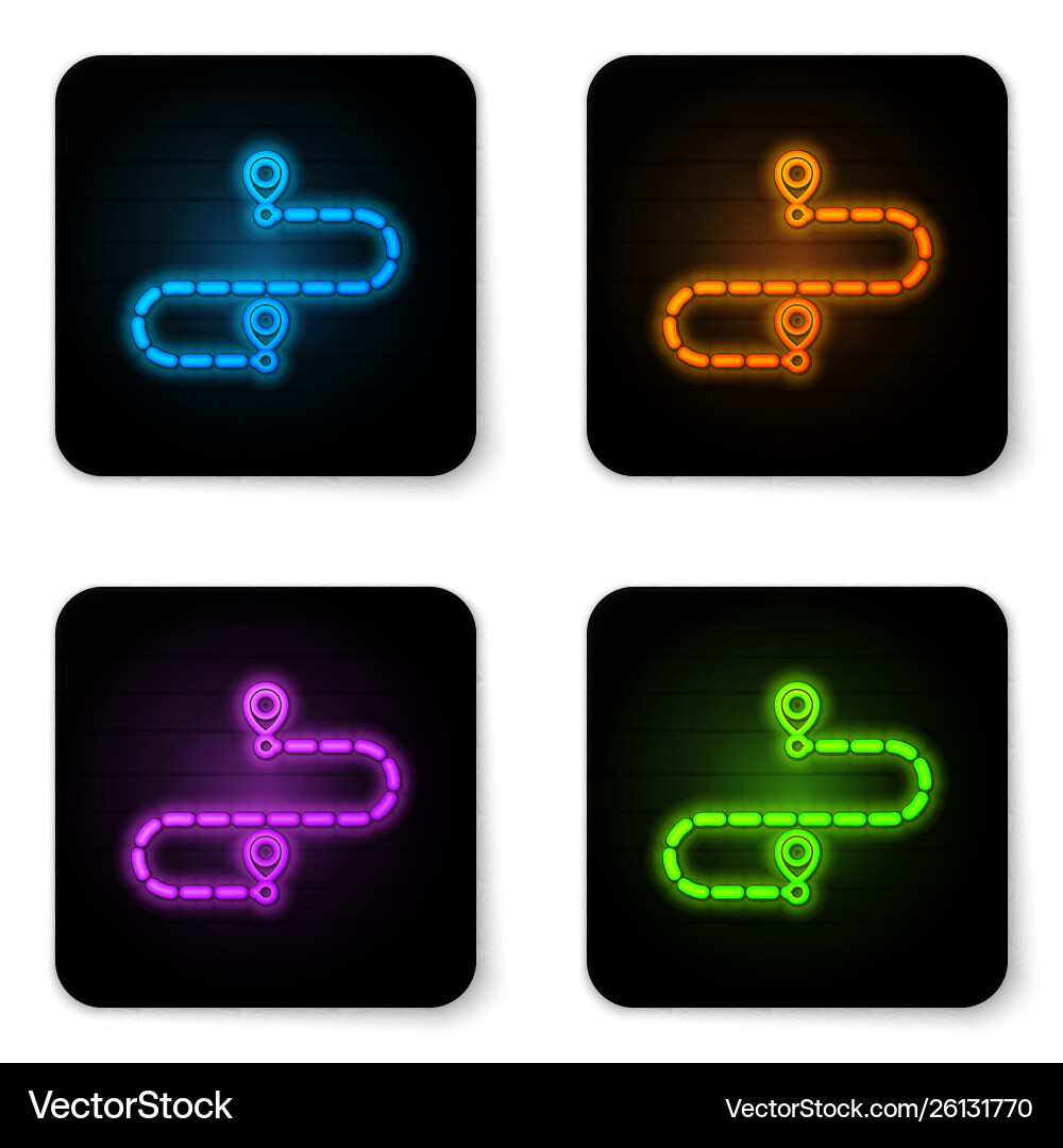 Glowing neon route location icon isolated Vector Image