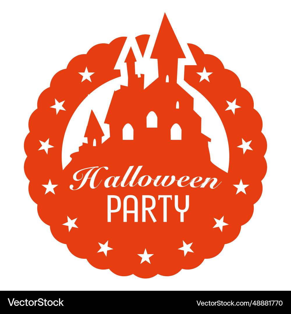 Haunted castle halloween badge Royalty Free Vector Image