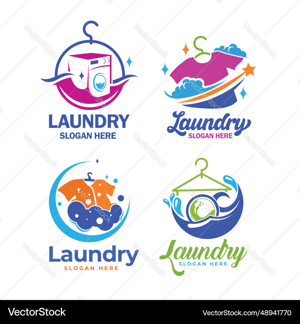 Laundy logo collection template laundry service Vector Image