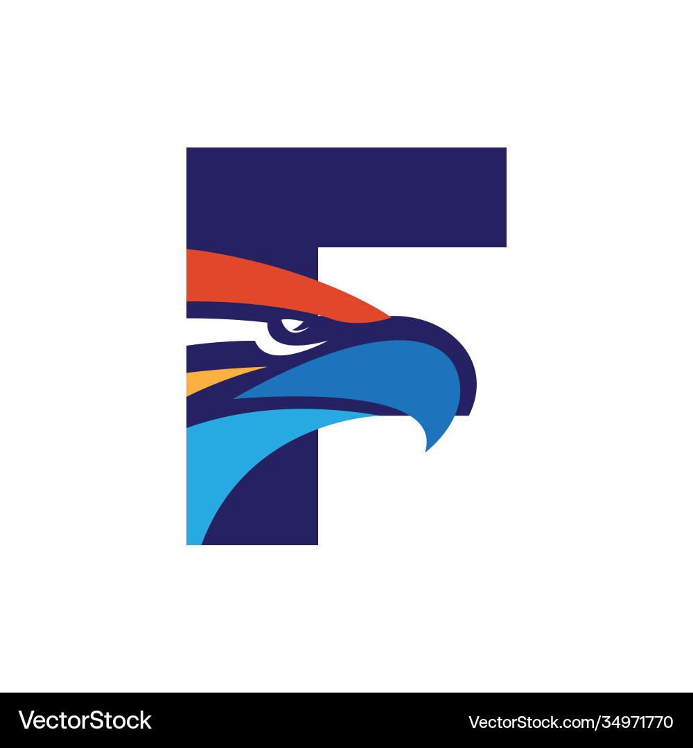 Letter f initial logo with eagle head template Vector Image