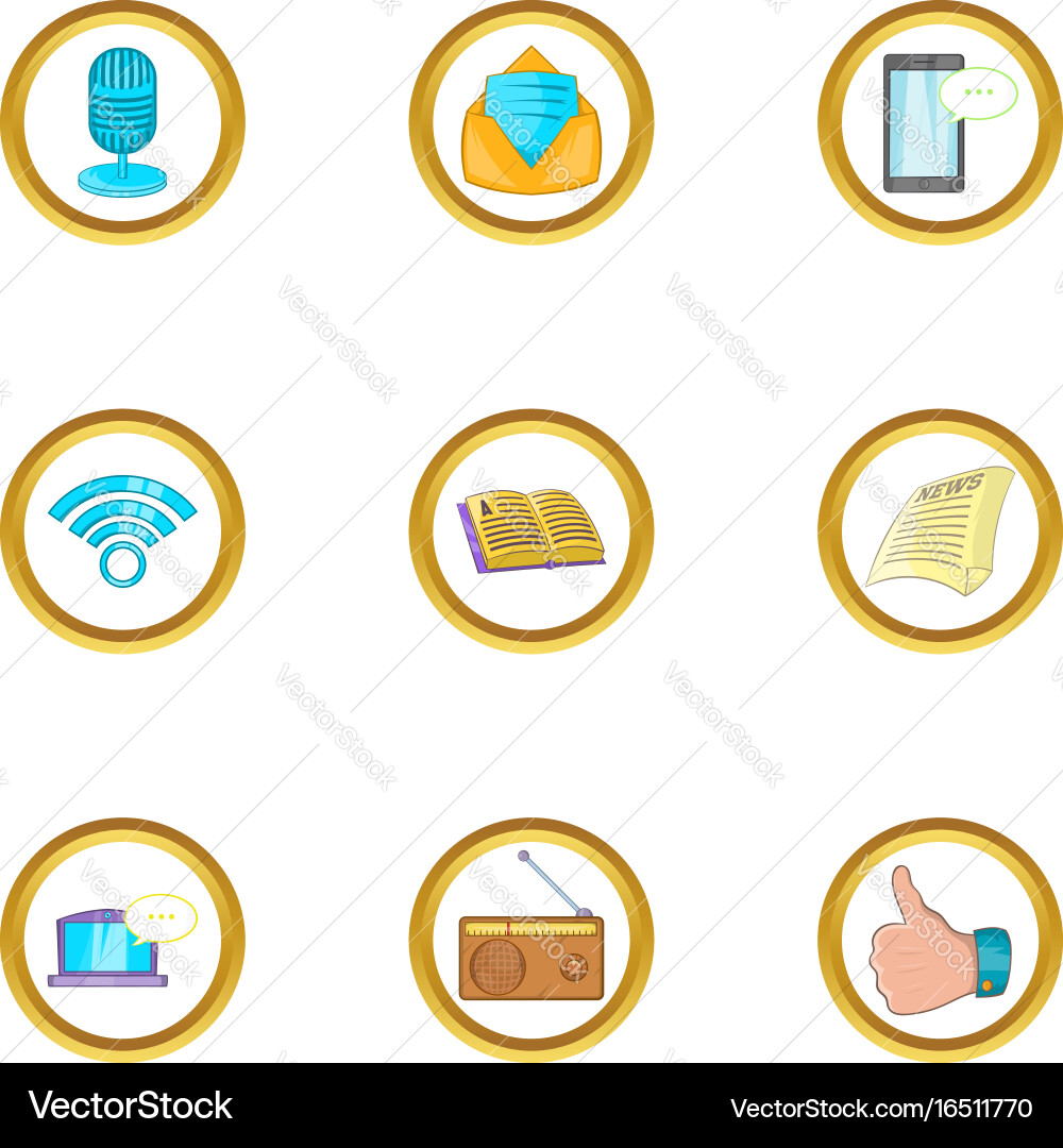 Media icon set cartoon style Royalty Free Vector Image