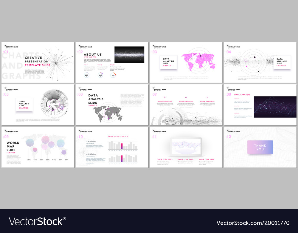 Minimal presentation templates tech elements Vector Image