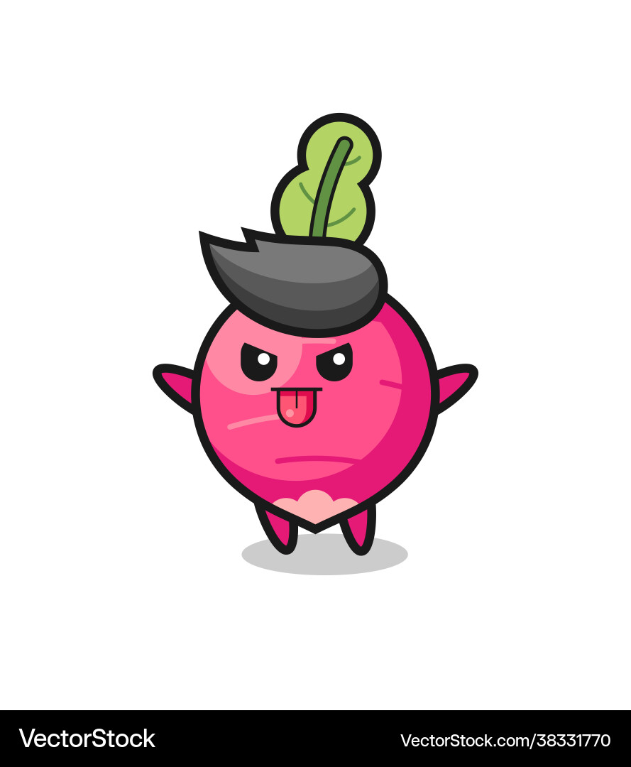 Naughty radish character in mocking pose Vector Image