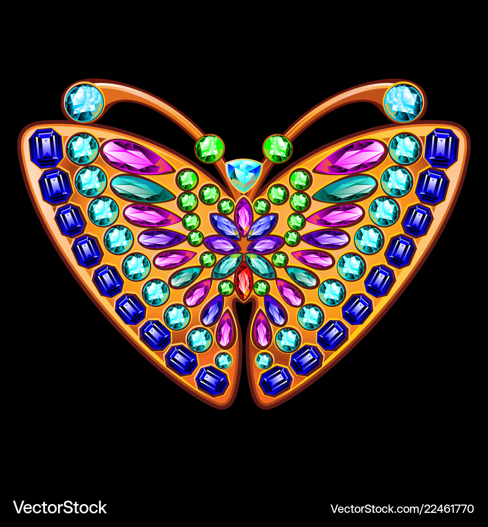 Precious brooch in form a butterfly Royalty Free Vector