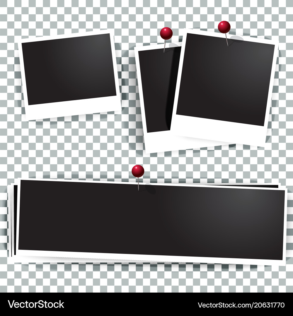 Realistic photo frame on red pin template Vector Image