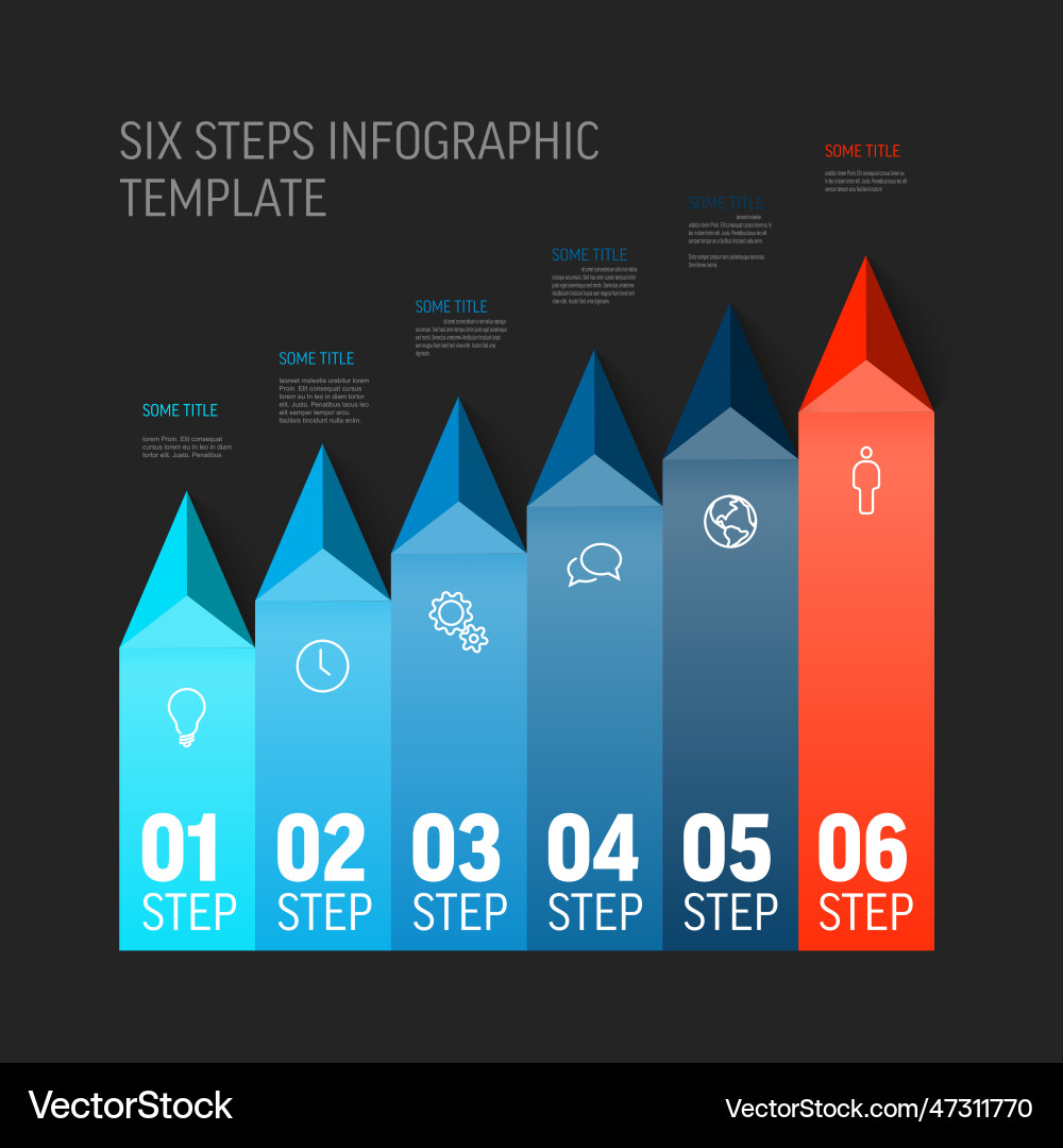 Simple infographic with six steps on big blue Vector Image