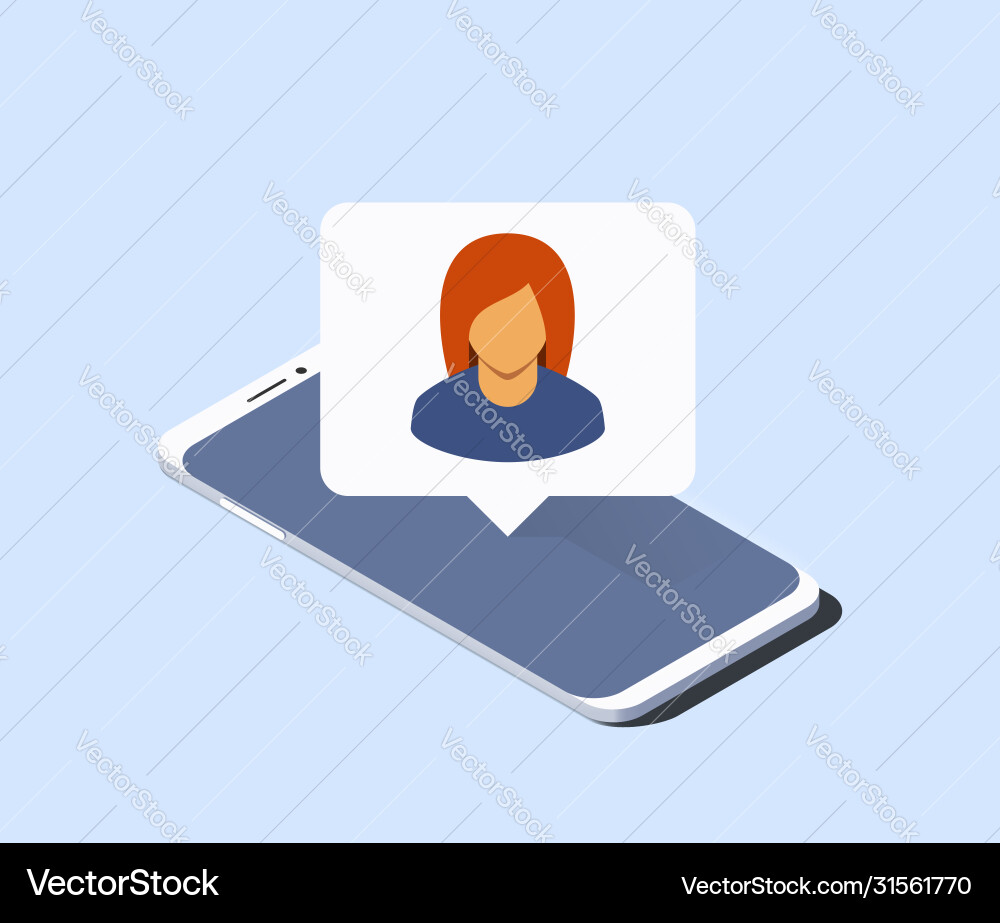 Smartphone and push notification with woman Vector Image