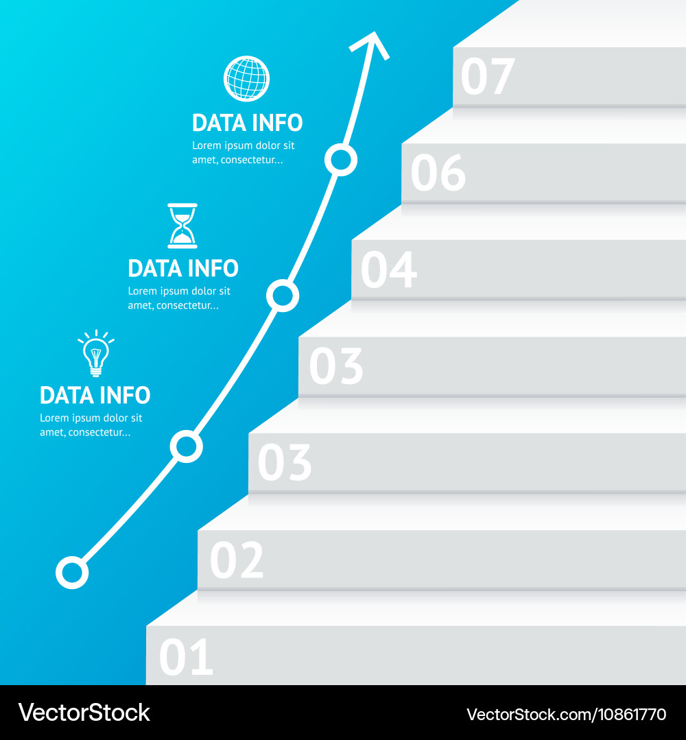 Stairs Step Banner Infographic Template Royalty Free Vector