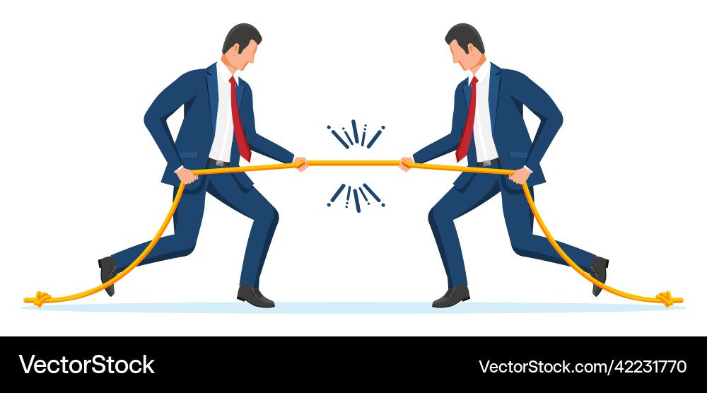 Two businessman pull of rope Royalty Free Vector Image