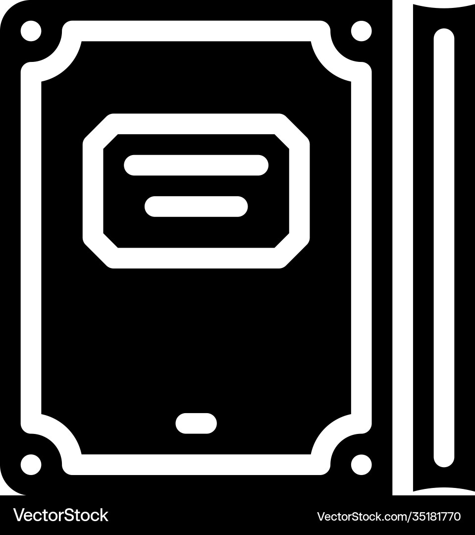 Vintage old book glyph icon Royalty Free Vector Image