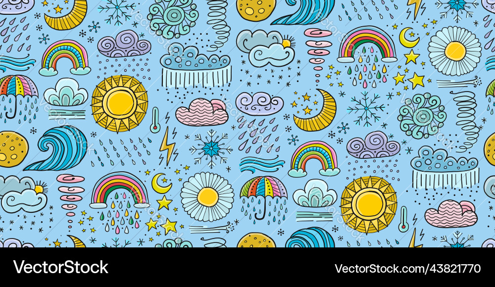 Weather seamless pattern meteorology symbols Vector Image