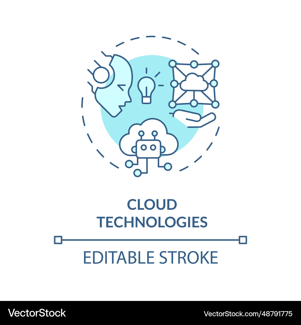 2d blue thin line icon cloud technologies concept Vector Image