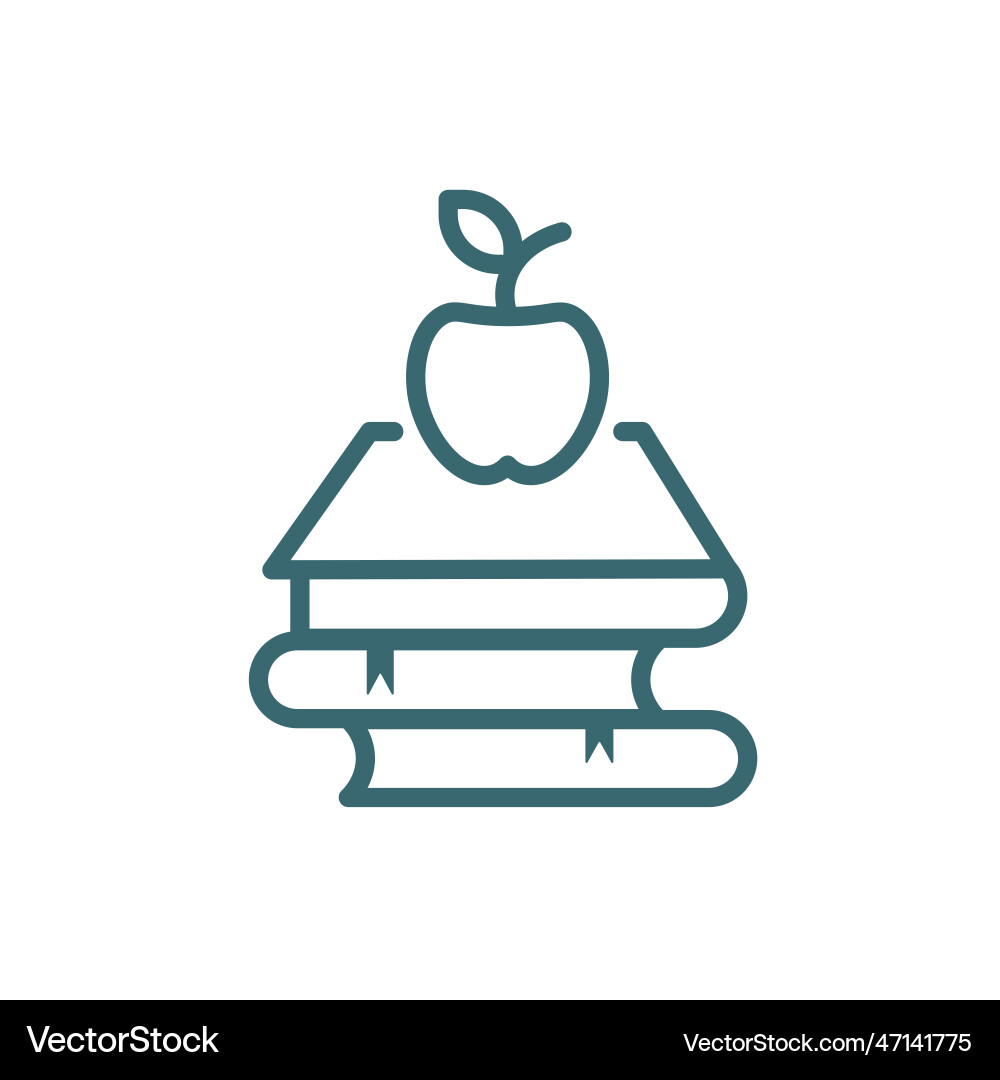 Apple and books icon thin line and books Vector Image